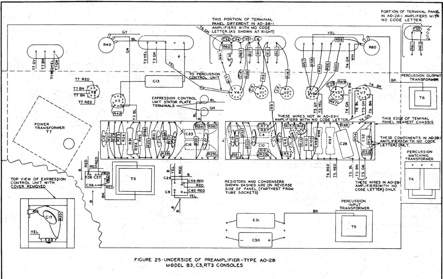 Schematic and parts list of the Hammond Preamp AO-28 (B3, C3) | Hammond ...